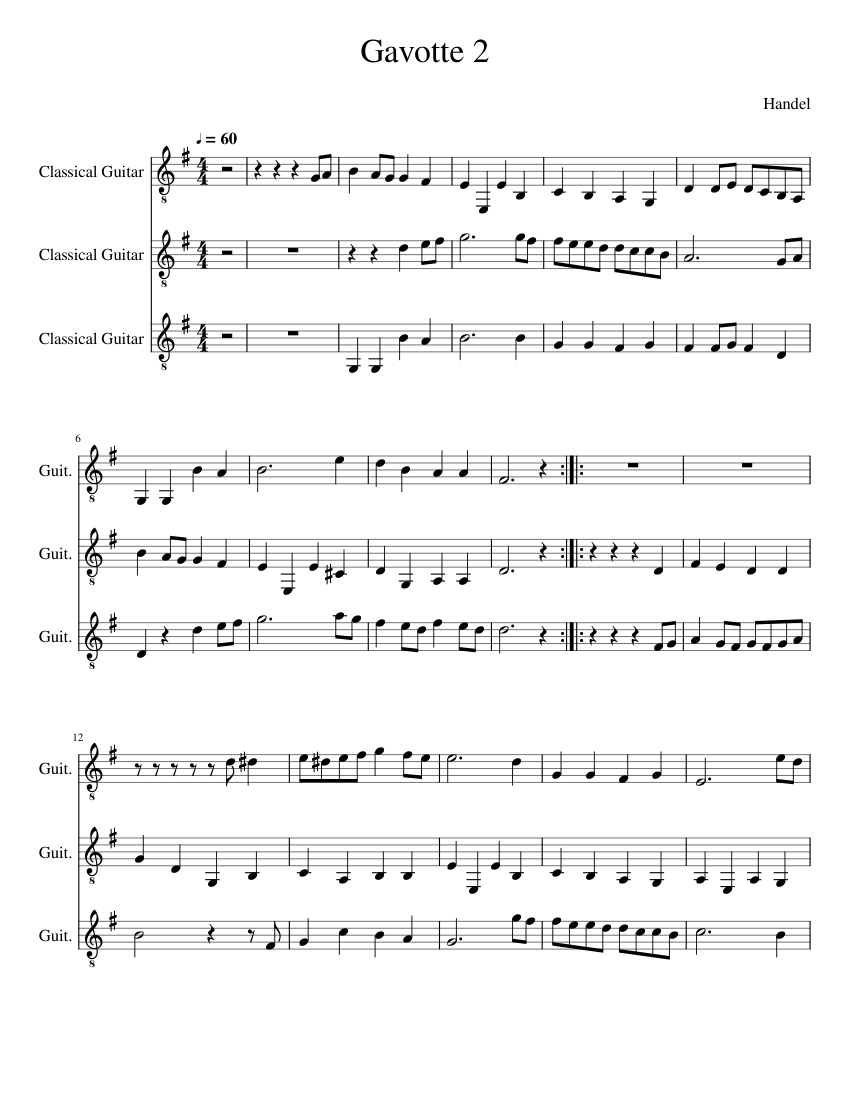 Gavotte_2 Sheet music for Guitar (Mixed Trio) | Musescore.com