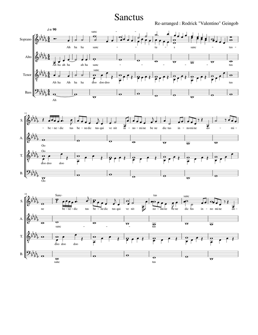 Sanctus Sheet music for Soprano, Alto, Tenor, Bass voice (SATB ...