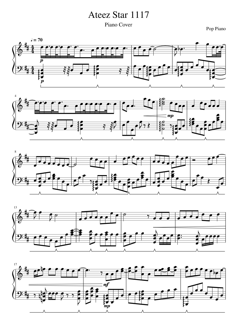 Ateez Star 1117 Piano Sheet music for Piano (Solo) | Musescore.com