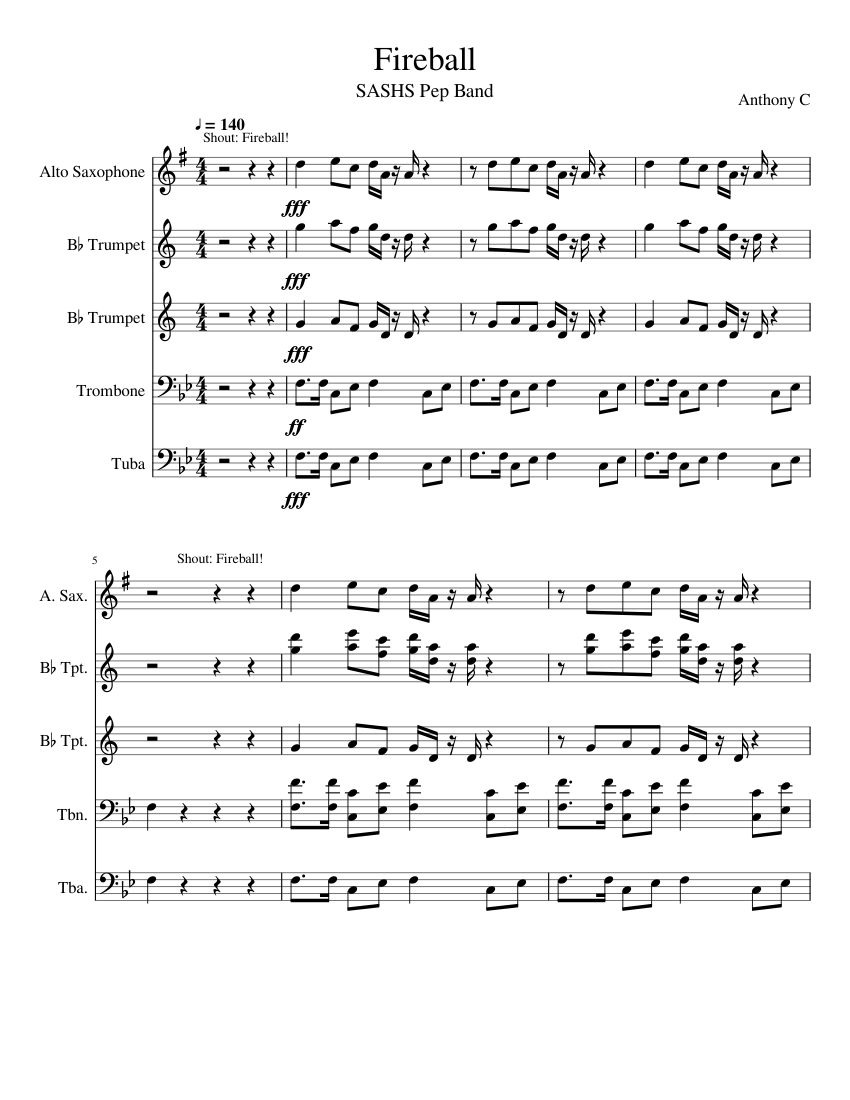 Fireball Sheet music for Trombone, Tuba, Trumpet other (Mixed Quartet ...