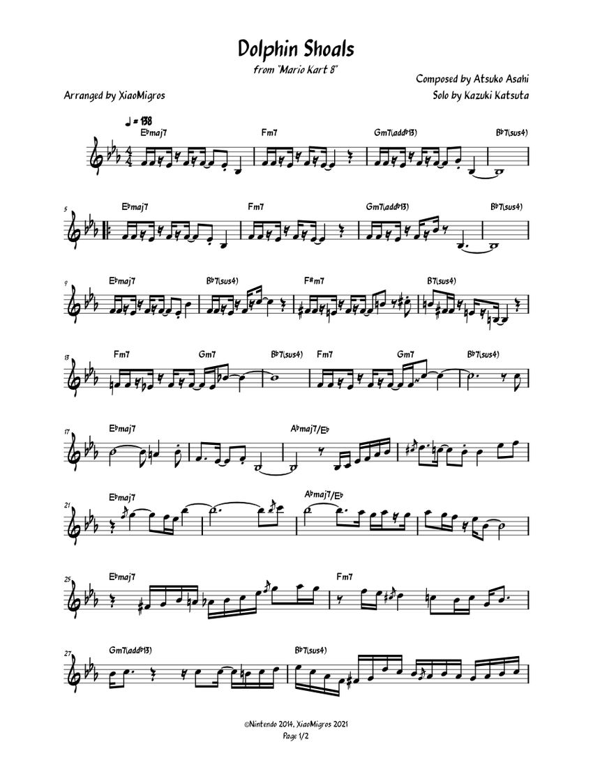 Dolphin Shoals - Leadsheet Sheet music for Piano (Solo) Easy ...