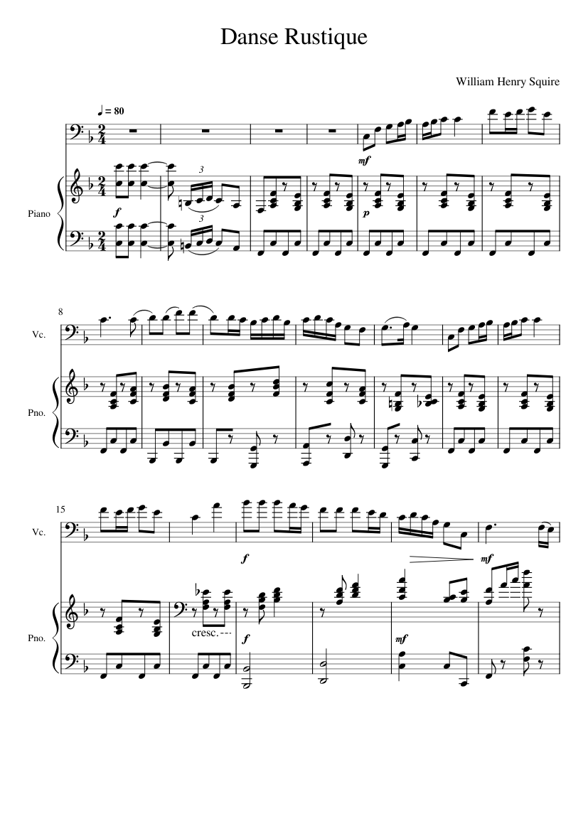 Danse Rustique Sheet Music for Piano, Cello (Solo) | MuseScore.com
