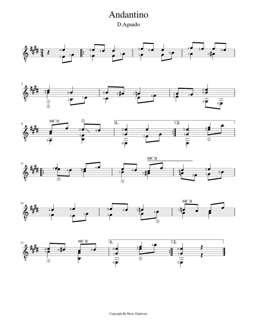 Andantino by Aguado Sheet music for Guitar (Solo) | Musescore.com