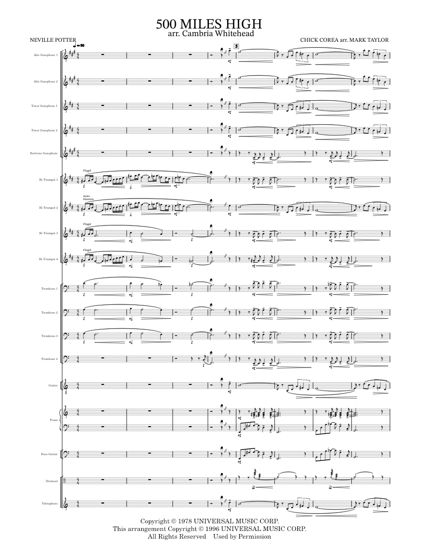 500 Miles High – Chick Corea 500 MILES HIGH by Chick Corea arr. Mark ...