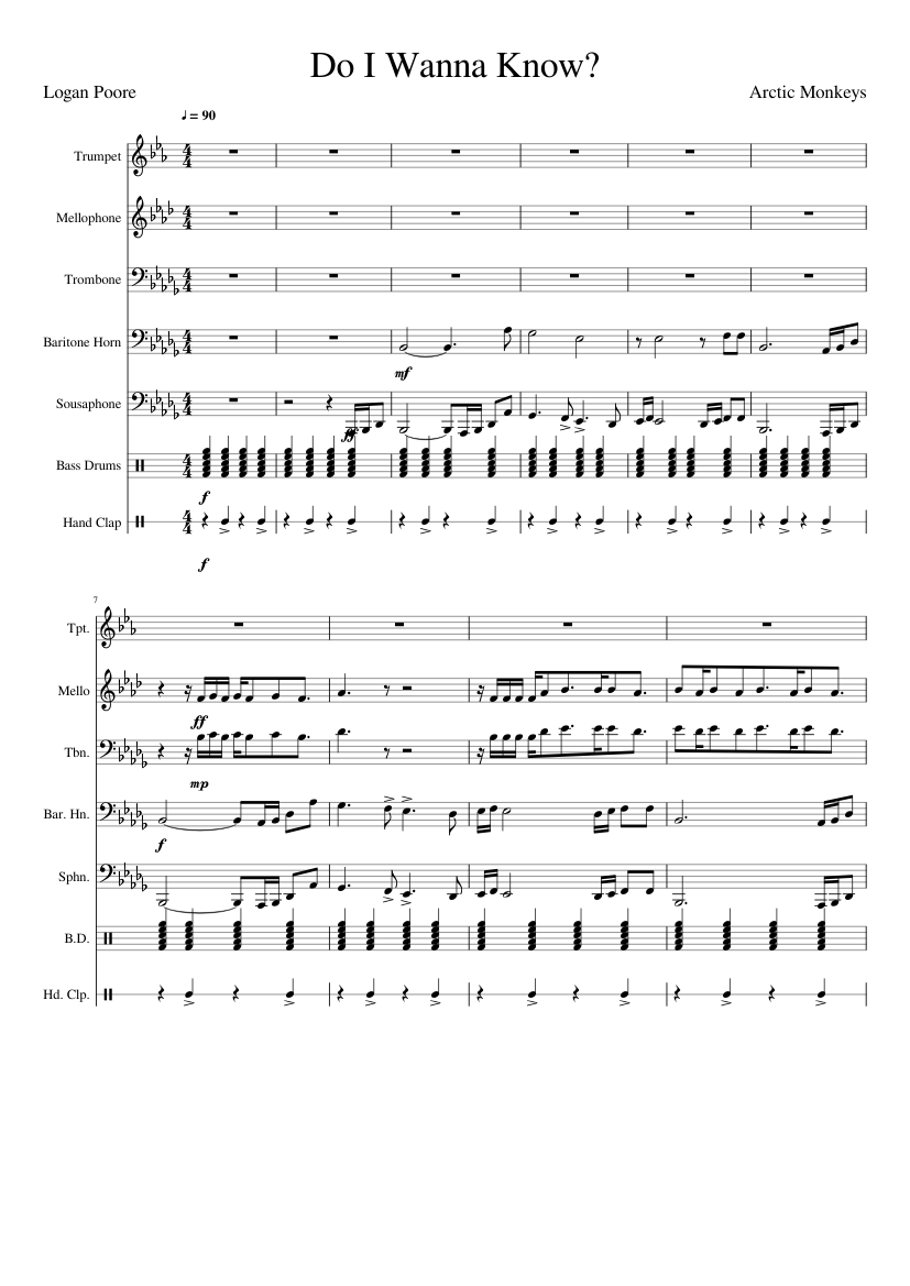 Do I Wanna Know? Sheet music for Trombone, Mellophone, Baritone horn ...