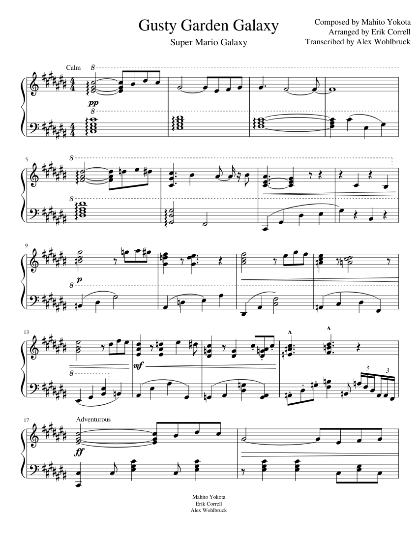 Gusty Garden Galaxy - Super Mario Galaxy (Erik Correll) Sheet music for ...