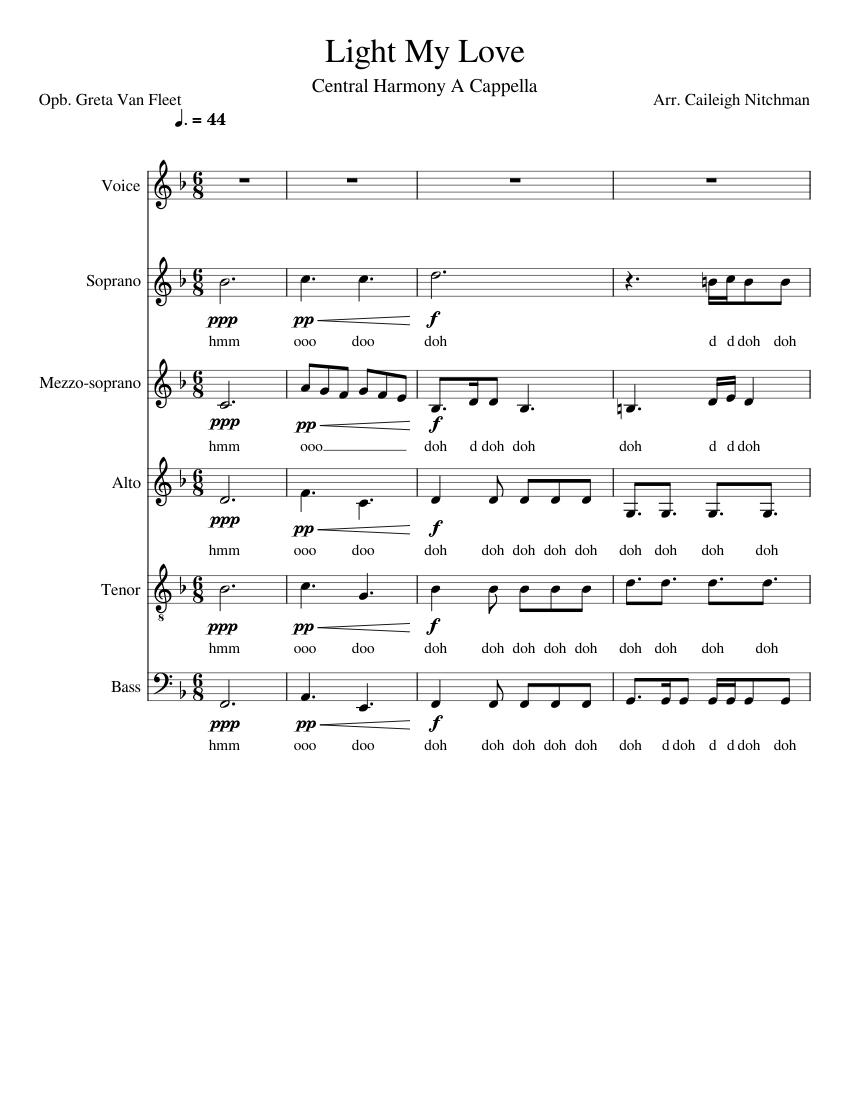 Light My Love - Greta Van Fleet (Central Harmony) Sheet Music for ...