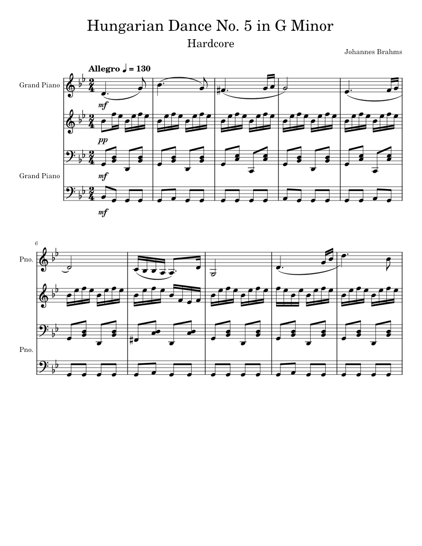 Hungarian Dance No.5 with added parts – Johannes Brahms Hungarian Dance ...