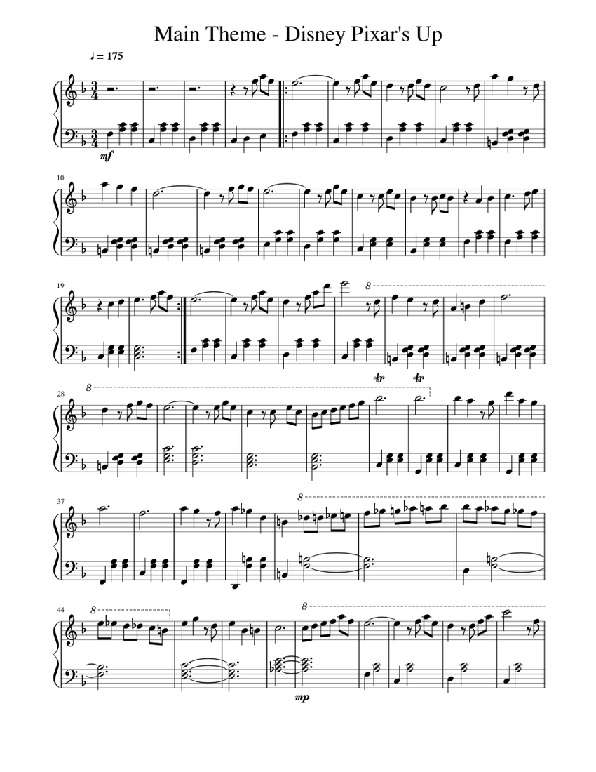 Main_Theme_-_Disney_Pixar's_Up Sheet music for Piano (Solo) Easy ...