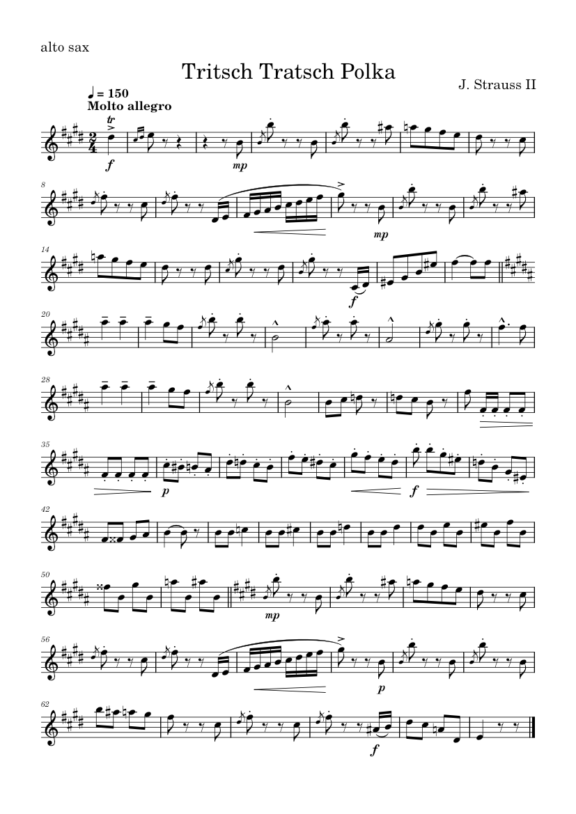 Johann Strauss Jr. Tritsch Tratsch Polka Op. 214 Sheet Music for ...