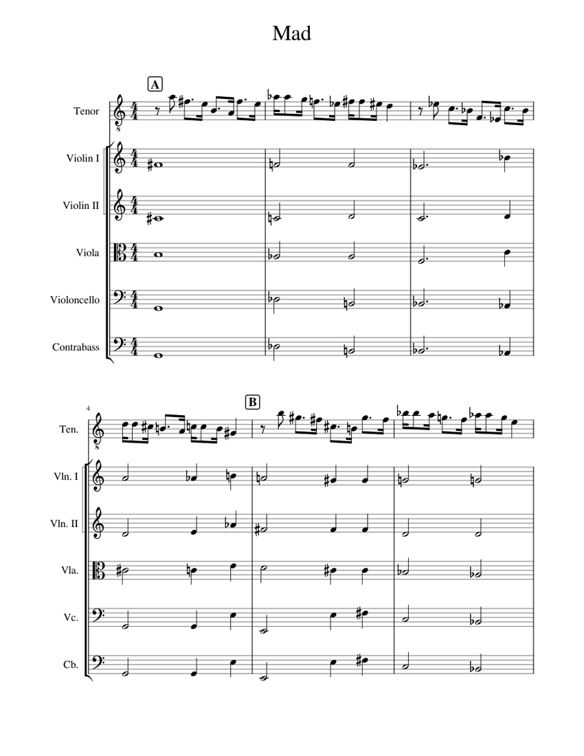 Mad Sheet music for Tenor, Contrabass, Violin, Viola & more instruments ...