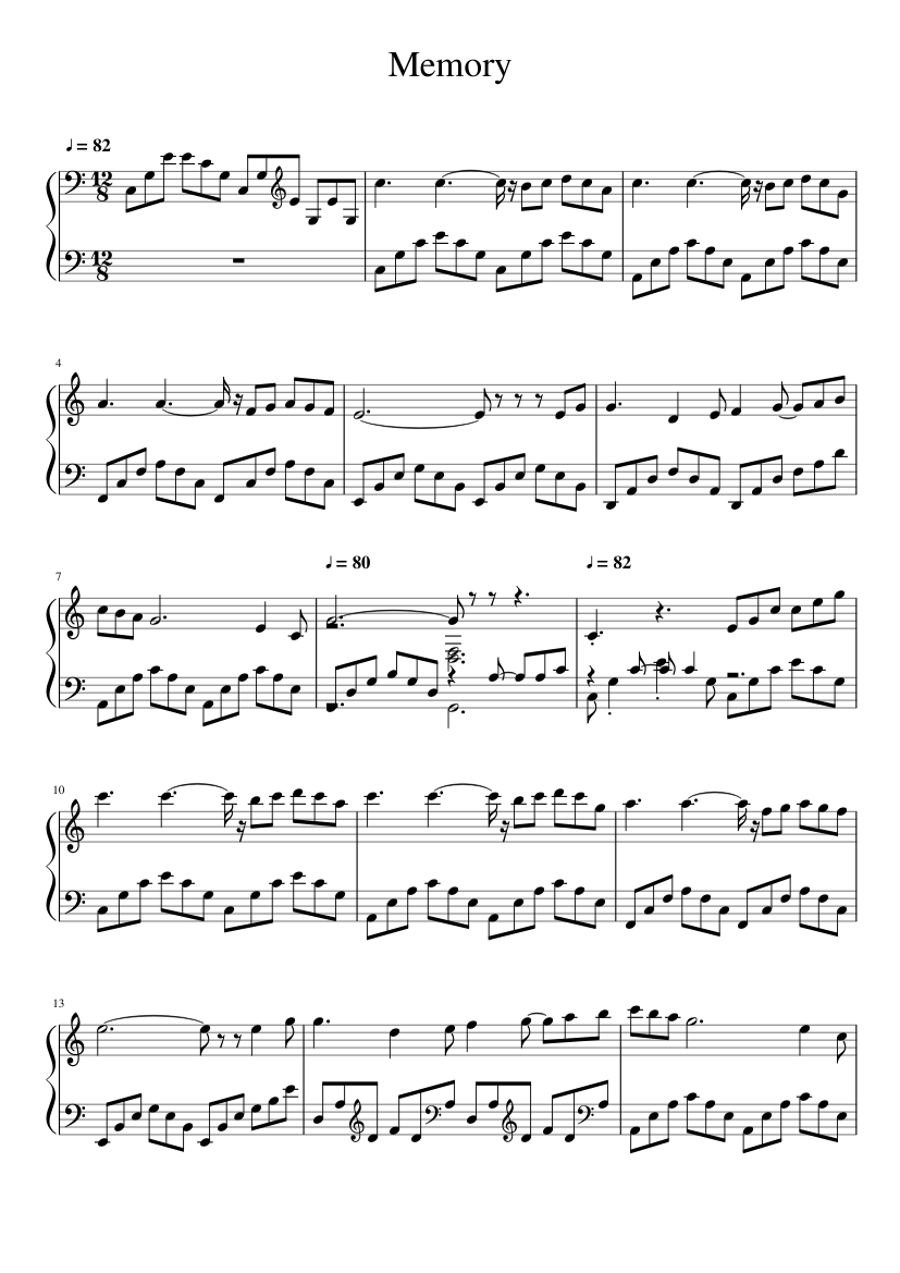 Memory Sheet Music for Piano (Solo) | MuseScore.com