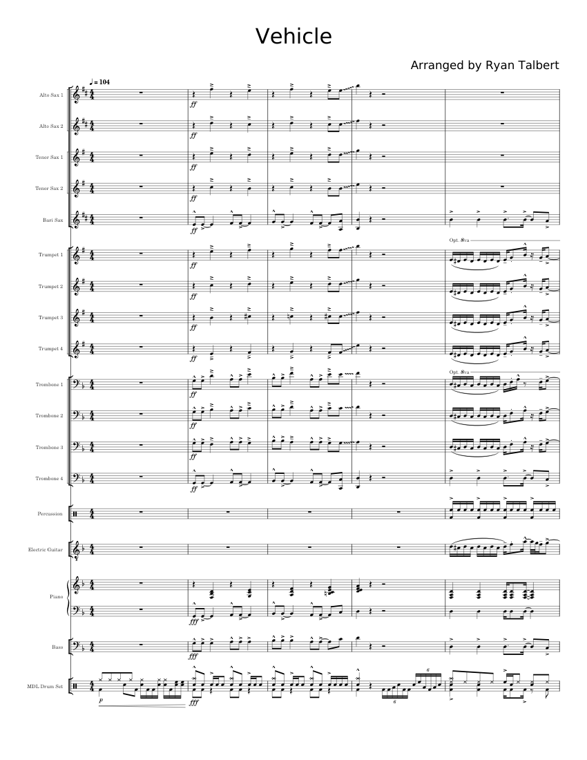 Vehicle - James M. Peterik Sheet Music for Piano, Trombone, Saxophone ...