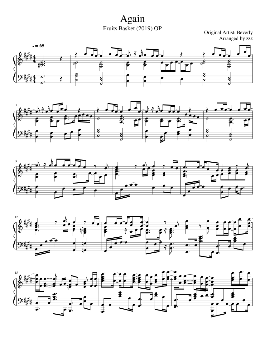Again full Sheet music for Piano (Solo) | Musescore.com