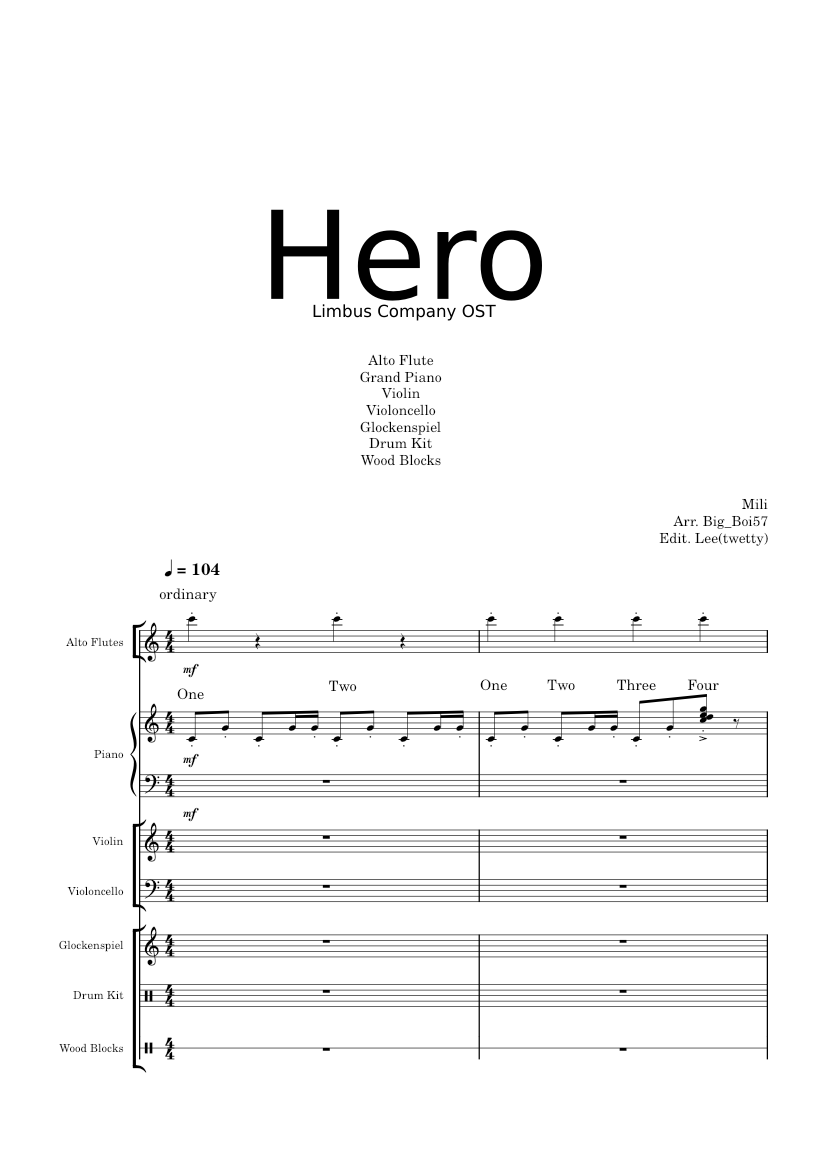Hero – Mili Sheet Music for Piano, Flute, Glockenspiel, Violin & more ...