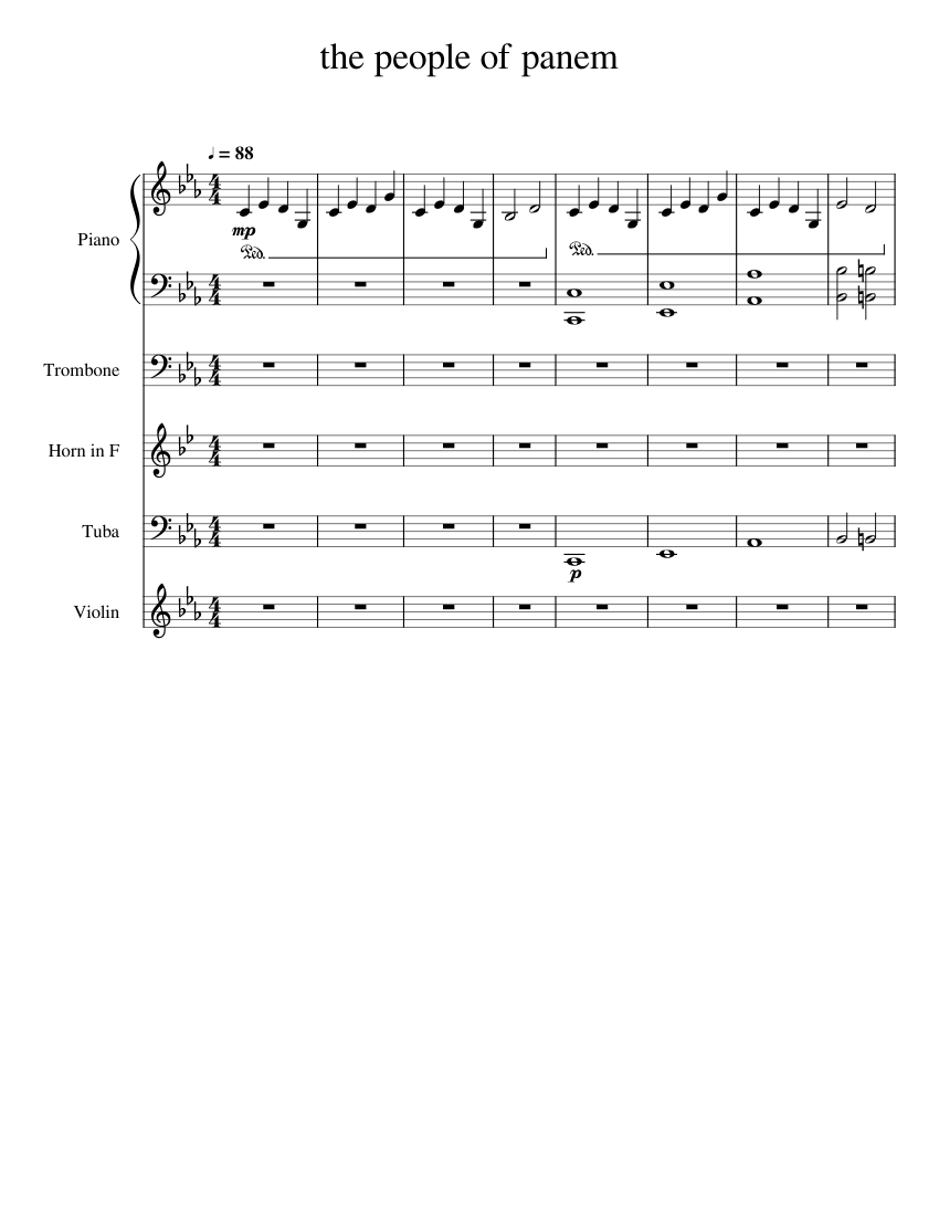 The_People_of_Panem Sheet music for Piano, Trombone, Tuba, French horn ...