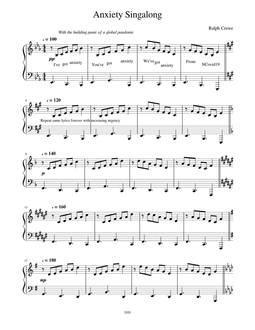 Anxiety Singalong Sheet music for Piano (Solo) | Musescore.com