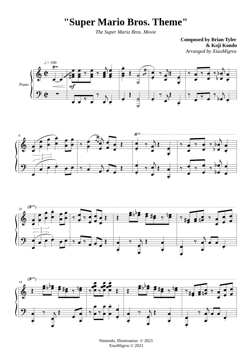 The Super Mario Bros. Movie - Super Mario Bros. Theme Sheet Music for ...