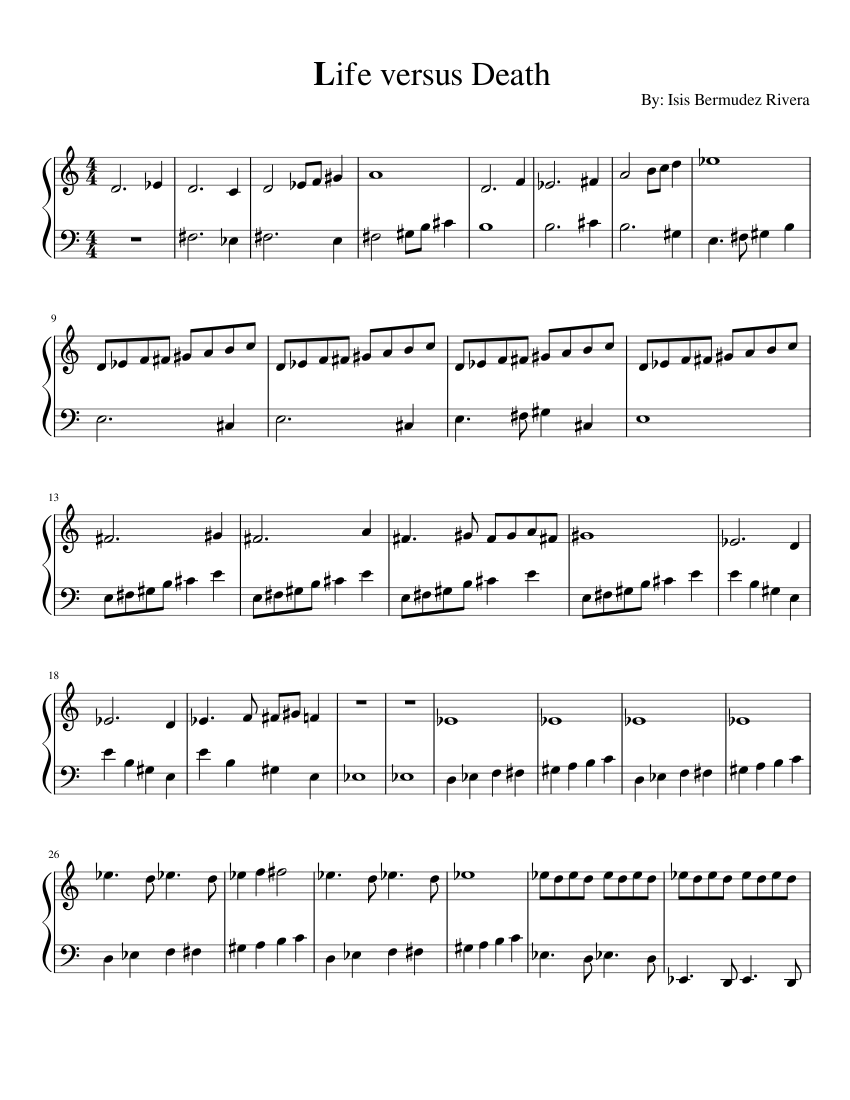 LIfe Versus Death Sheet music for Piano (Solo) Easy | Musescore.com