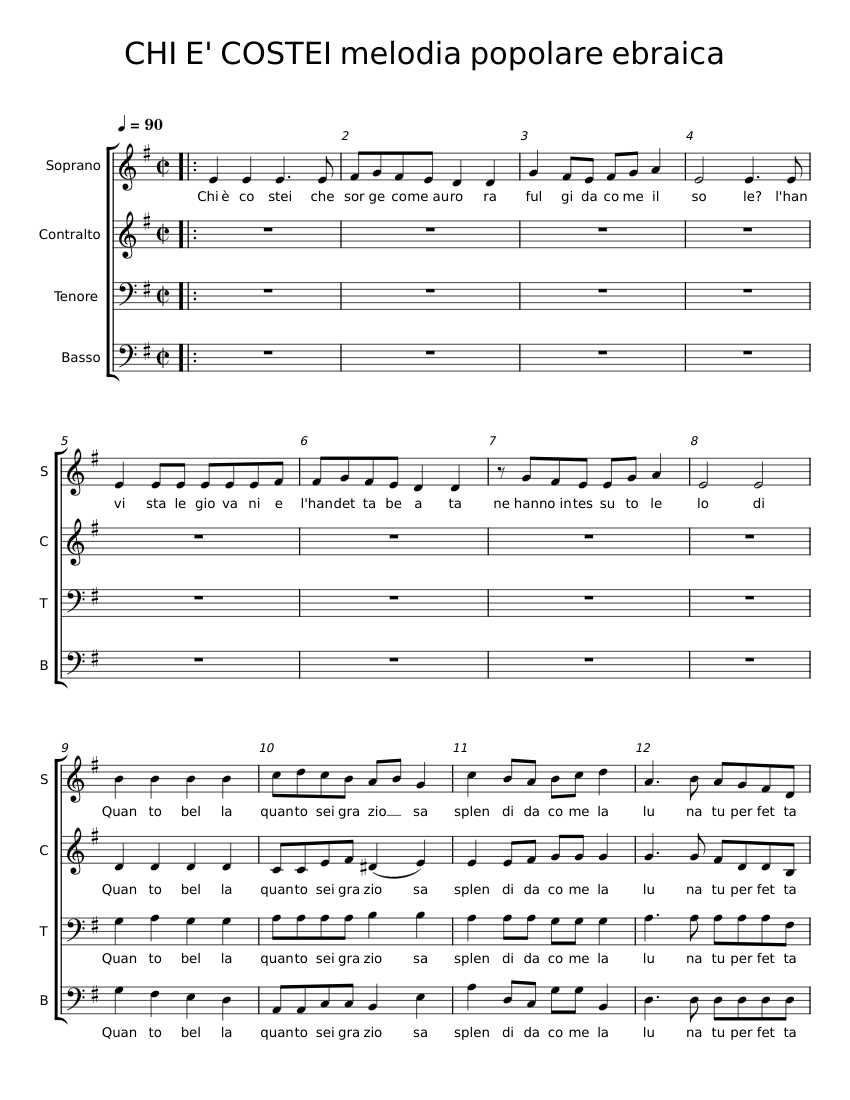 CHI E' COSTEI Sheet music for Synthesizer (Mixed Quartet) | Musescore.com