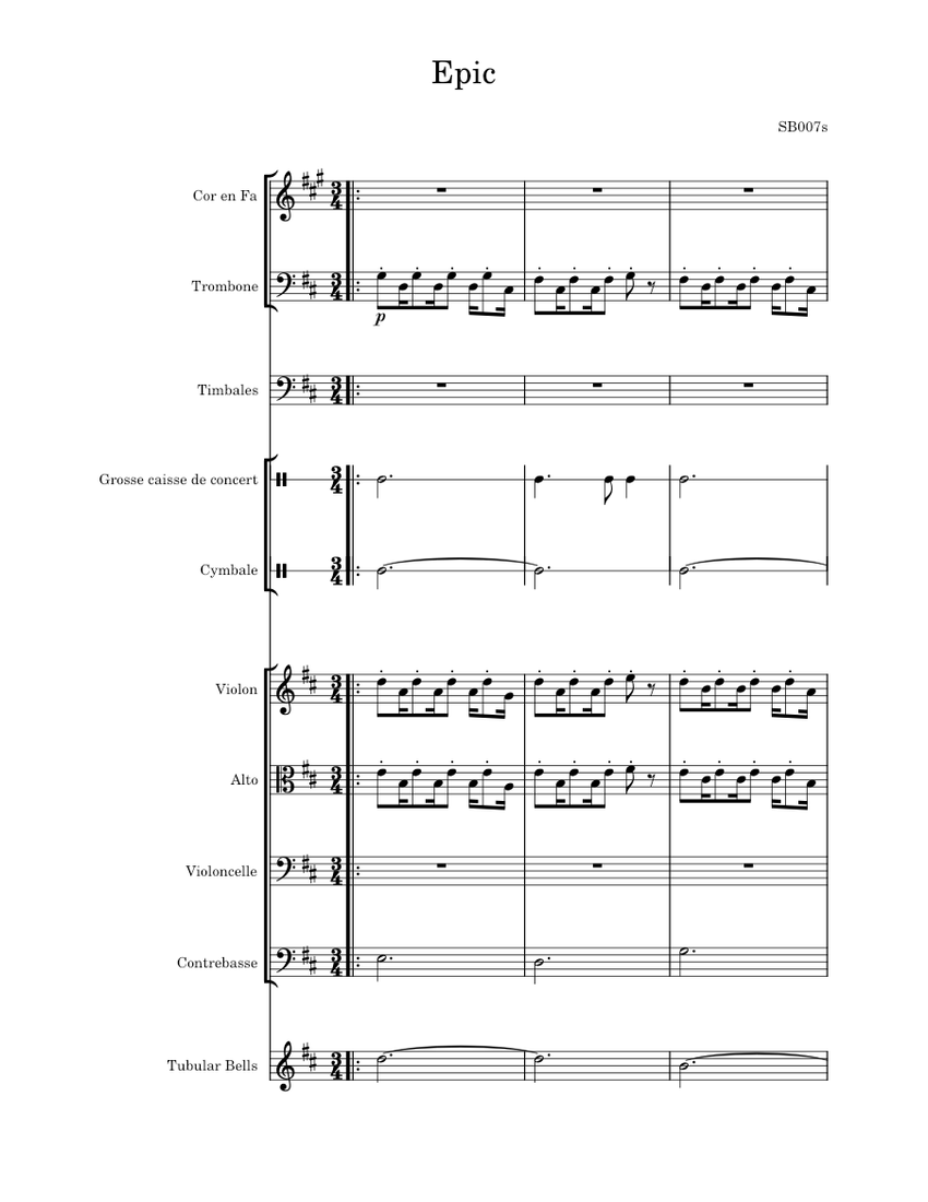 Epic - SB007s Sheet music for Trombone, French horn, Contrabass ...