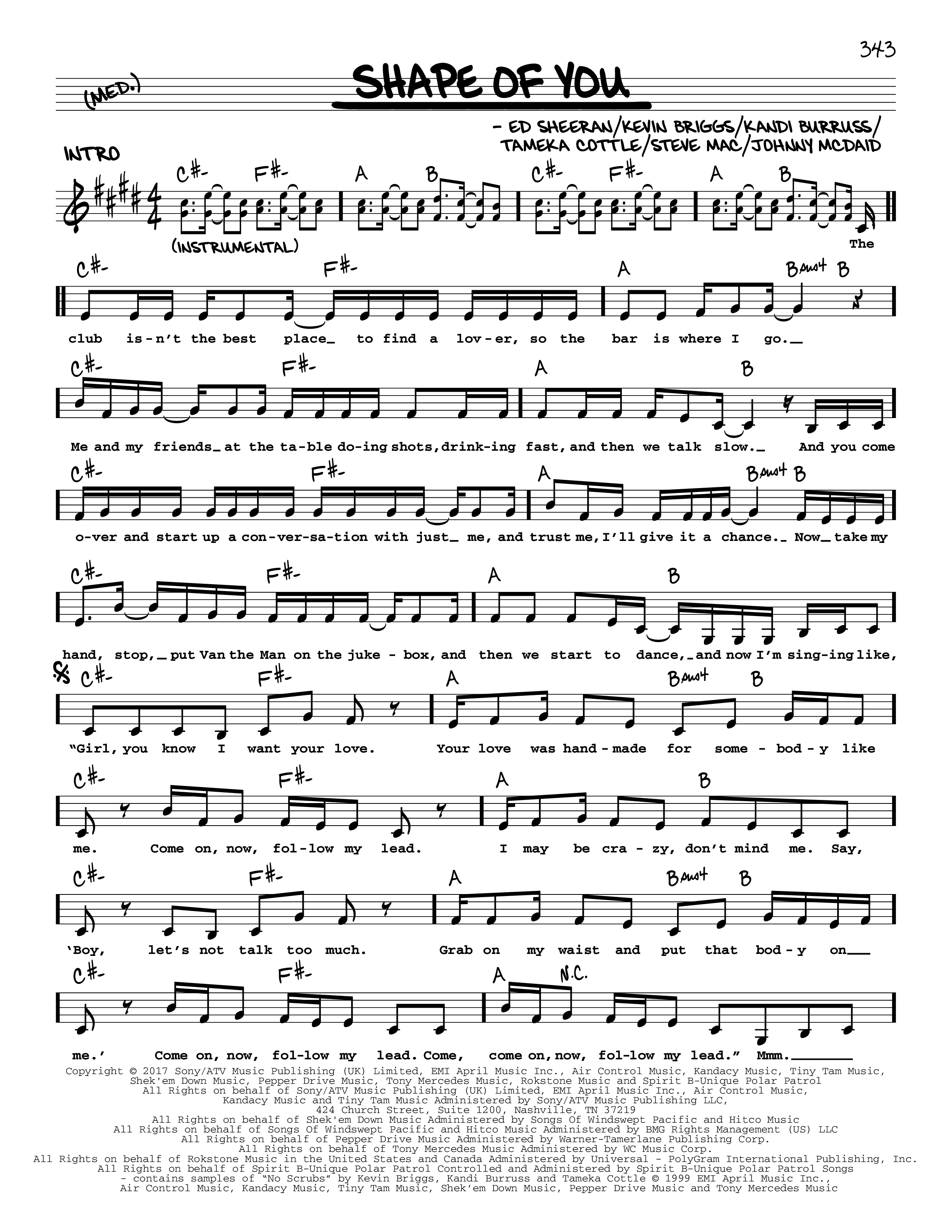 shape of you Sheet music for Piano, Vocals by Ed Sheeran Official ...