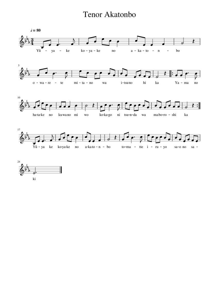 Tenor Akatonbo Sheet music for Piano (Solo) Easy | Musescore.com