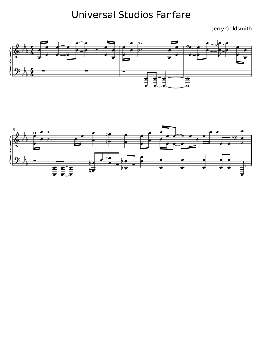 Universal studios fanfare - Jerry Goldsmith Sheet music for Piano (Solo ...