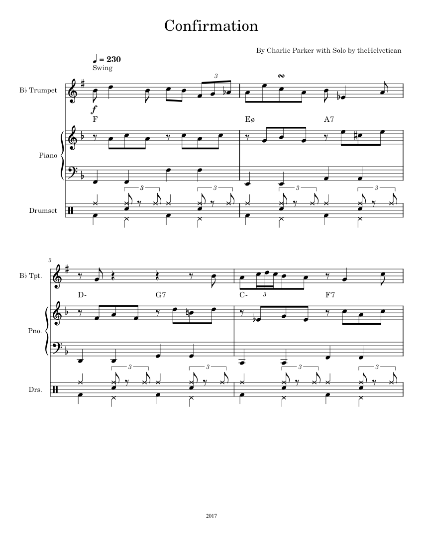 Confirmation – Charlie Parker Sheet music for Piano, Trumpet in b-flat ...