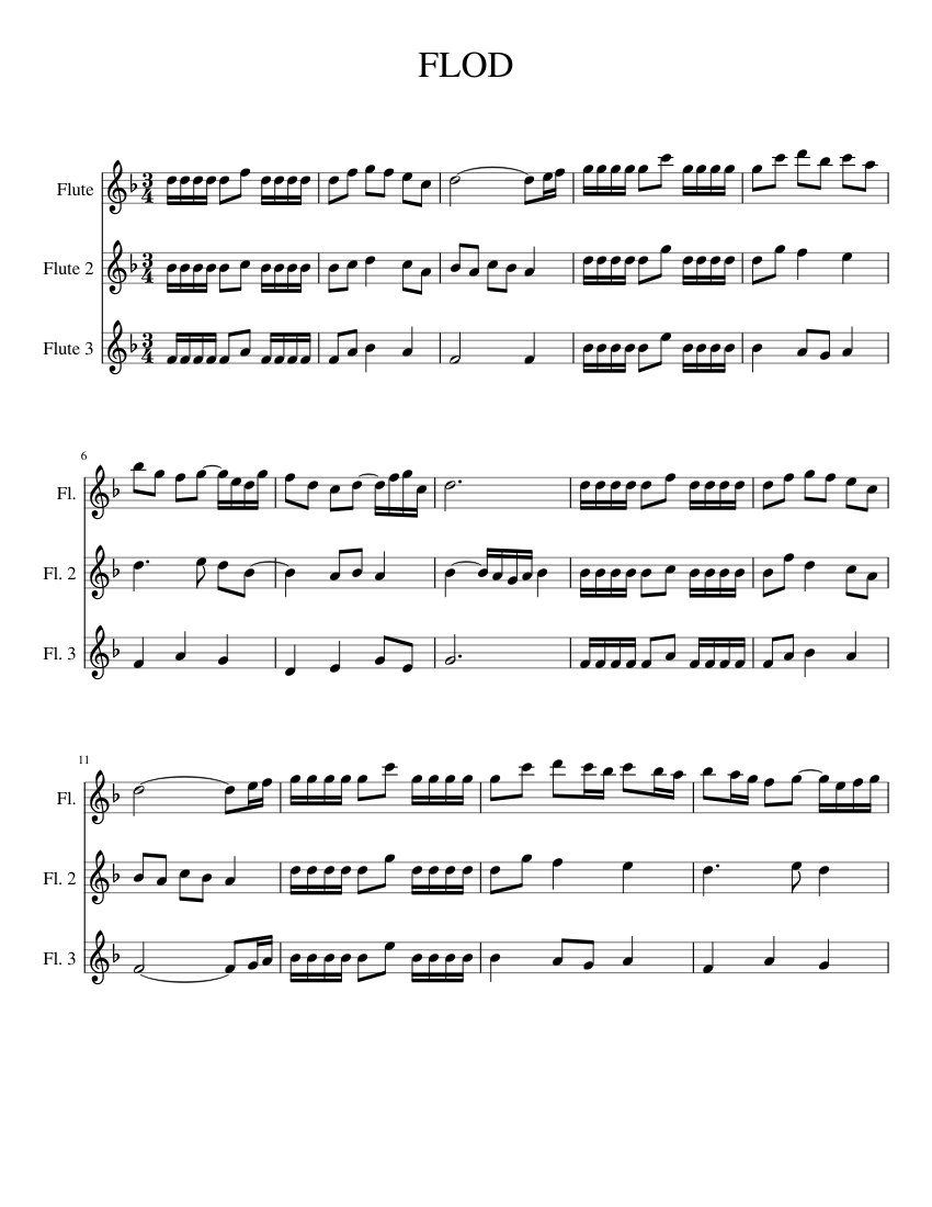 FLOD Sheet music for Flute (Mixed Trio) | Musescore.com