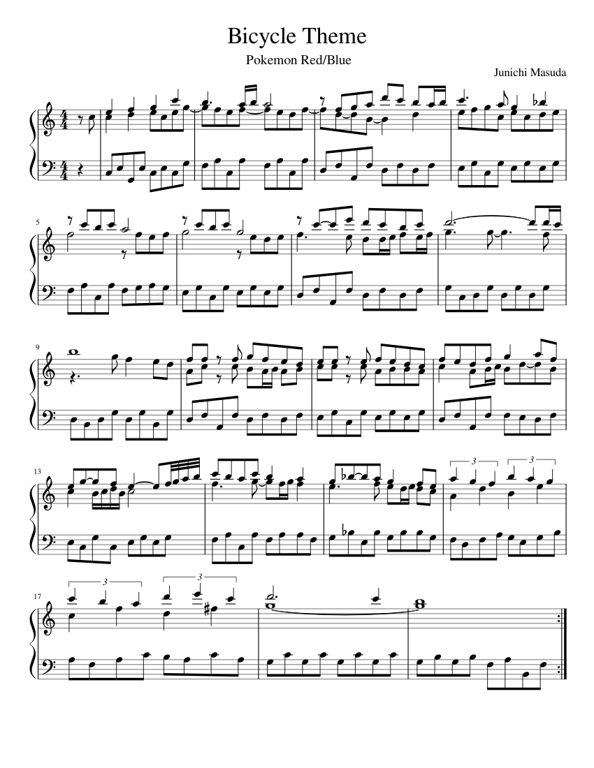 Bicycle Theme-red blue Sheet music for Piano (Solo) Easy | Musescore.com