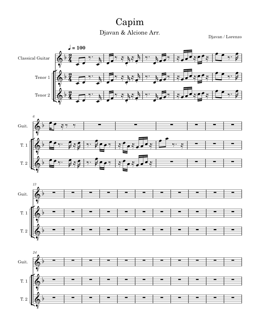 Djavan Capim Sheet music for Guitar, Synthesizer (Mixed Trio ...