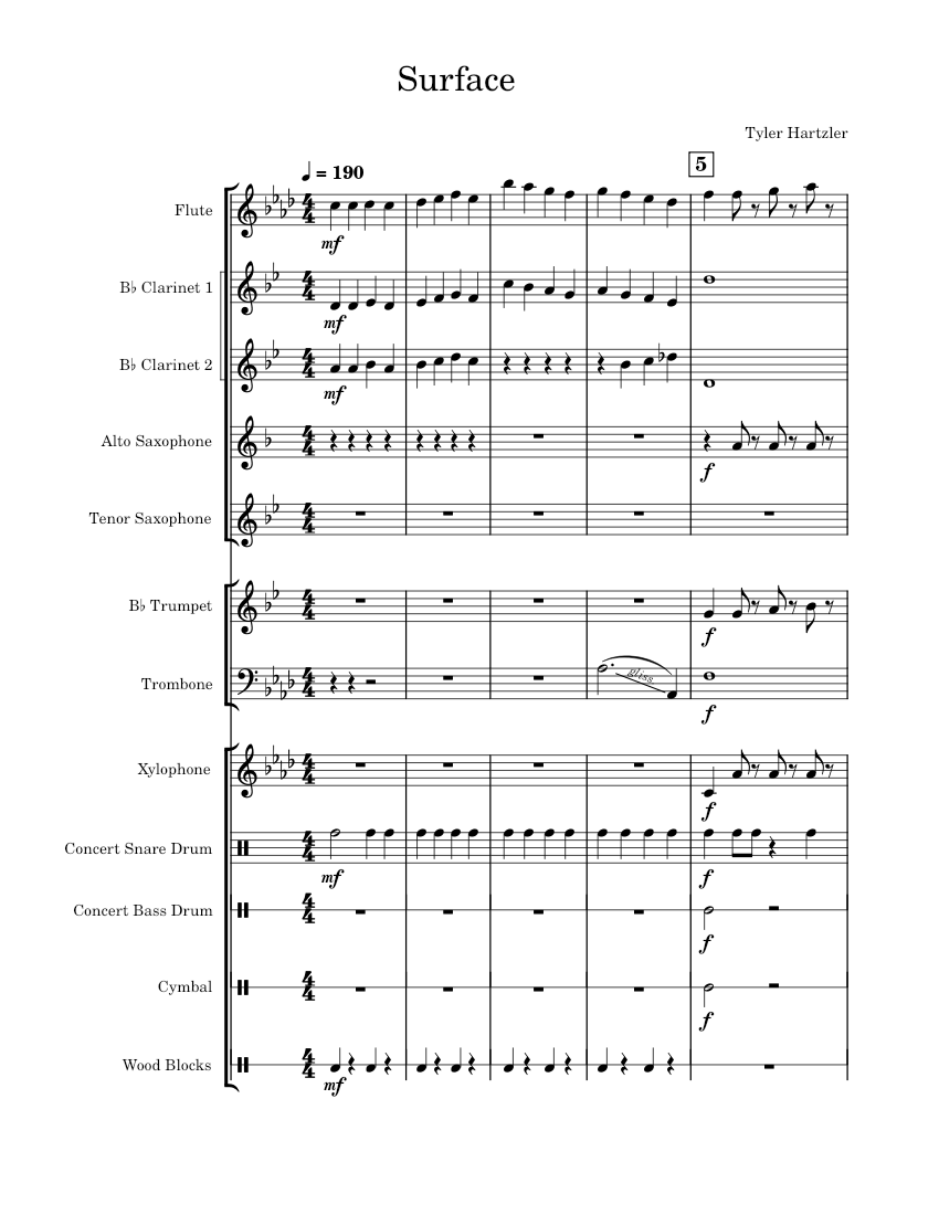 Surface – Dimrain47 Surface Sheet music for Trombone, Flute, Clarinet ...