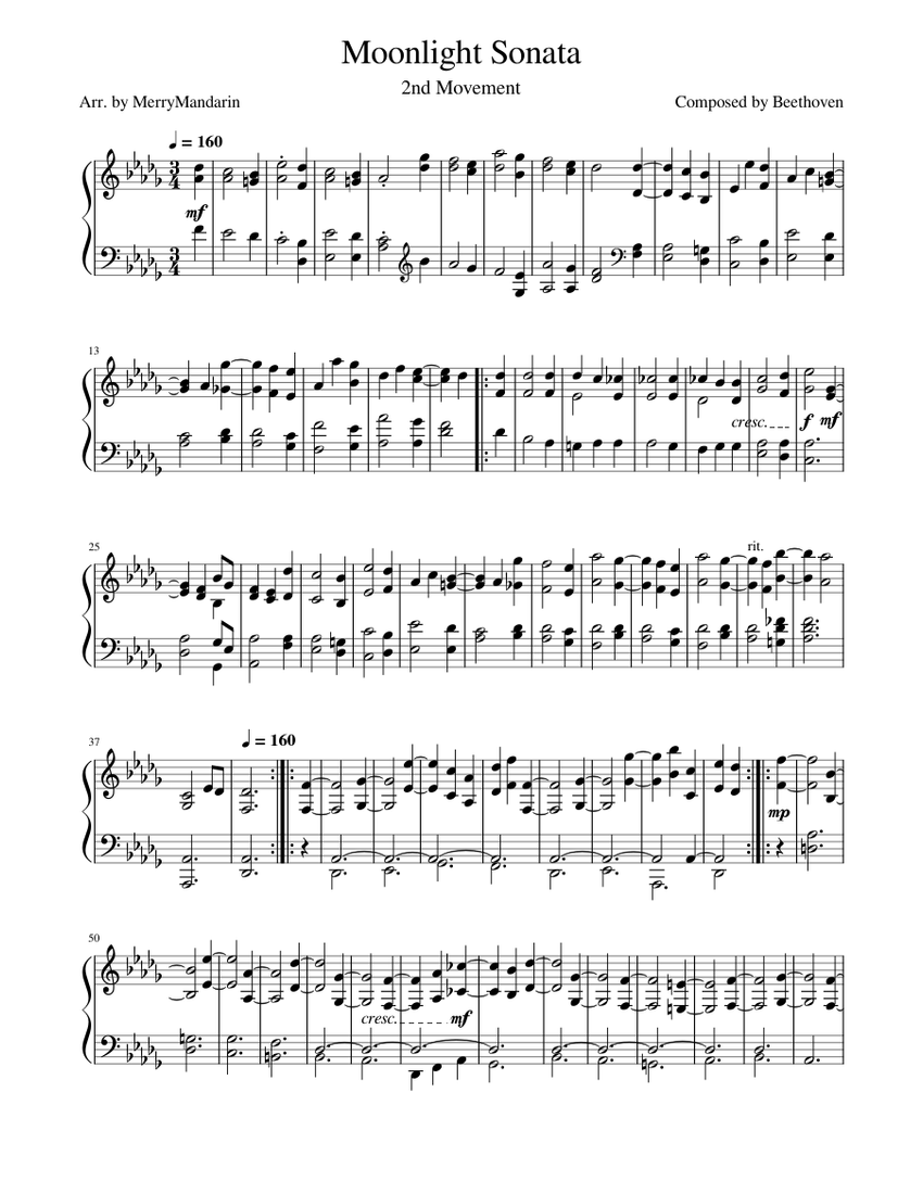 Sonata No. 14, Op. 27 No. 2 (Moonlight Sonata) 2nd Movement – Ludwig ...