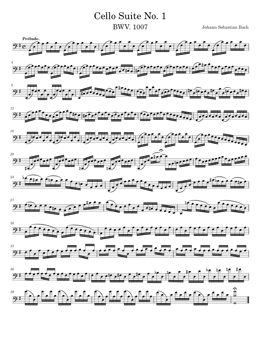 Cello Suite No. 1 Sheet music for Cello (Solo) | Musescore.com