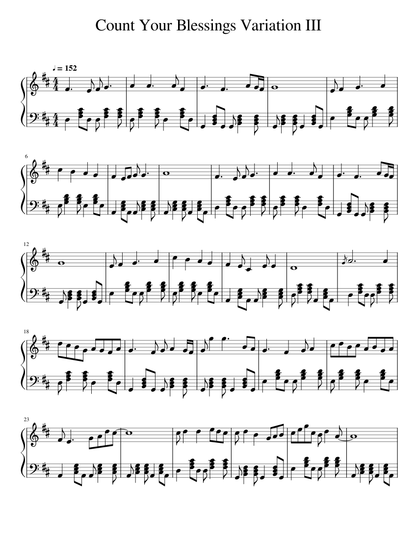 Count Your Blessings Variation III Sheet music for Piano (Solo) Easy ...