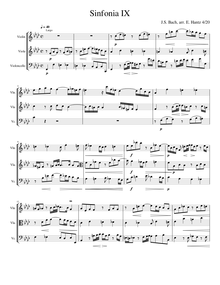 Sinfonia IX (3-part invintion) – Johann Sebastian Bach Sheet music for ...