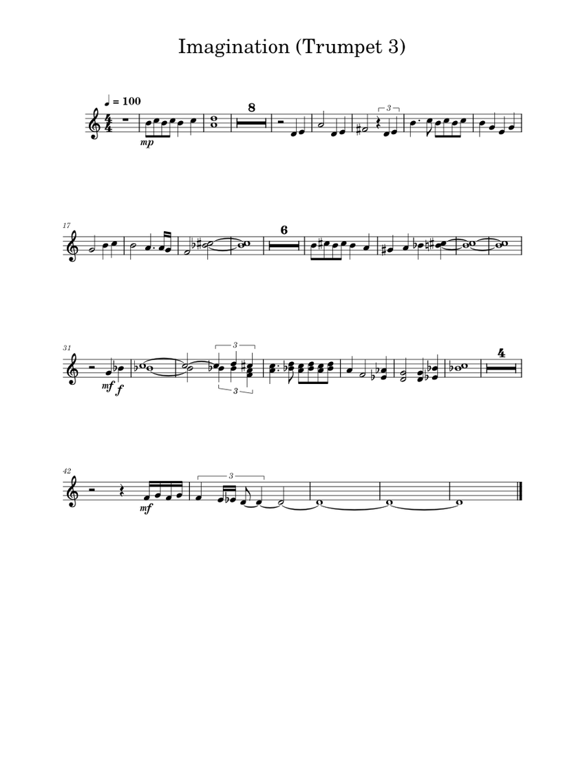 Imagination (Trumpet 3) Sheet music for Trumpet in b-flat (Solo ...