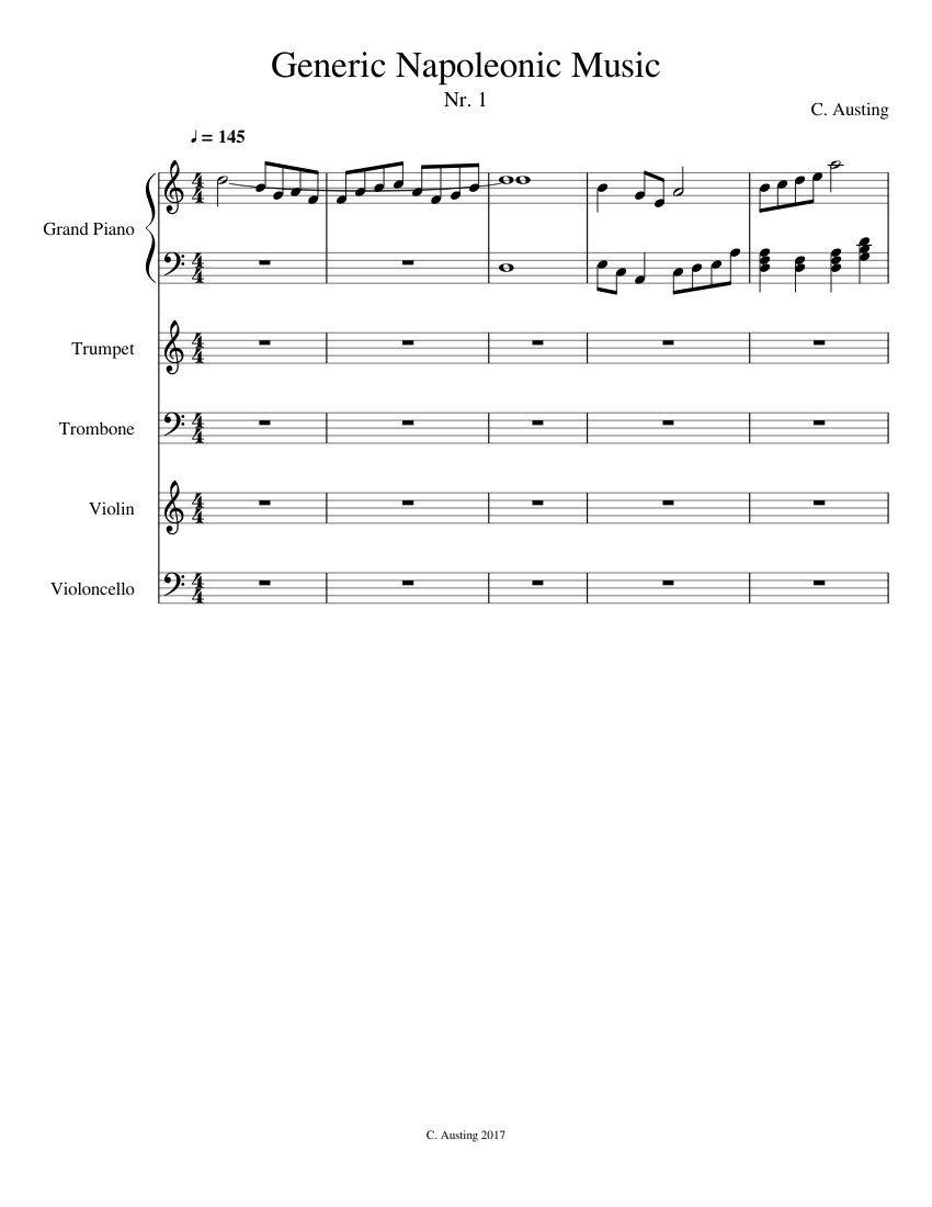 Generic Napoleonic Music Sheet music for Trombone, Violin, Trumpet ...