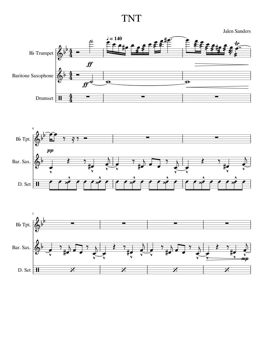 TNT - Too Many Zooz Sheet music for Saxophone baritone, Trumpet in b ...