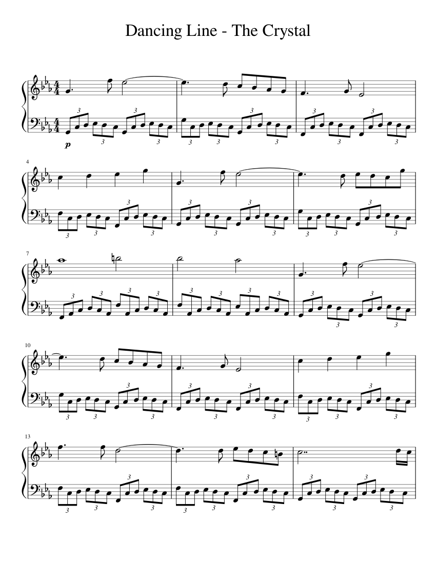 Dancing Line - The Crystal Sheet Music for Piano (Solo) | MuseScore.com