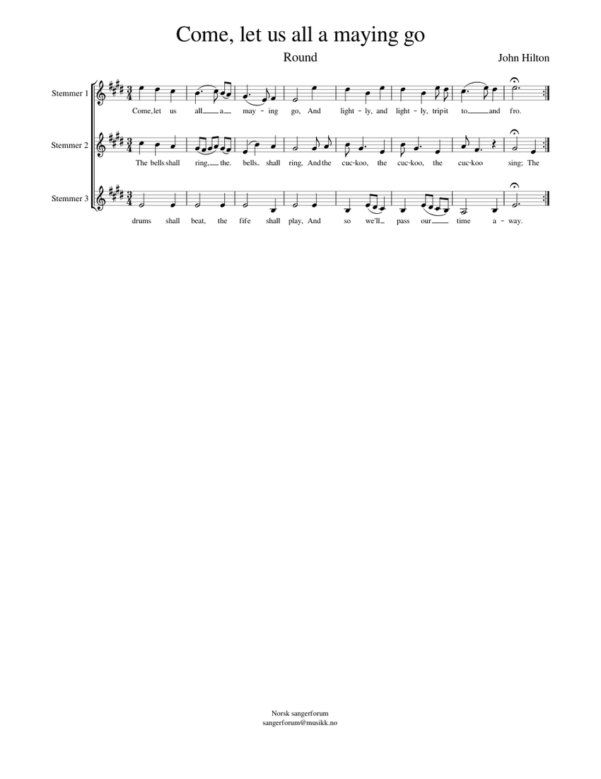 Come, let us all a maying go Sheet music for Vocals (Choral ...