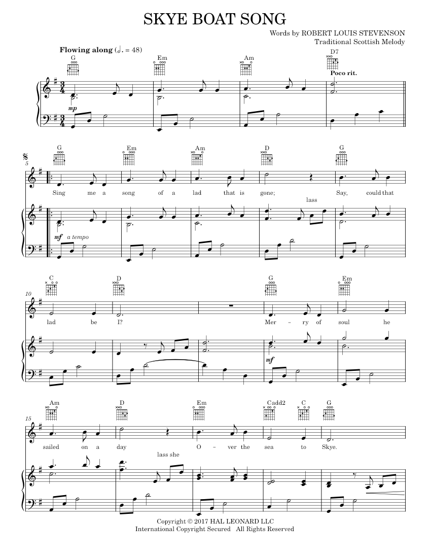 Play Official version of The skye boat song sheet music by Misc ...