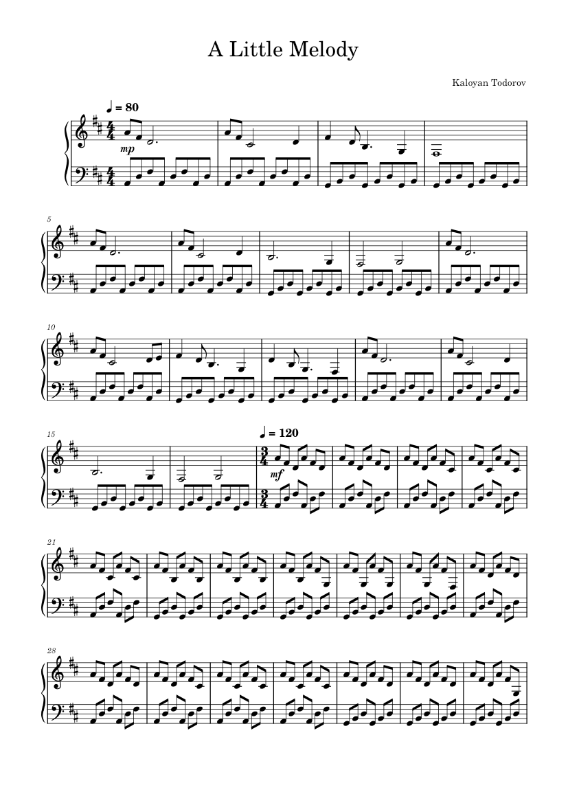 A Little Melody – Kaloyan Todorov A Little Melody Sheet music for Piano ...