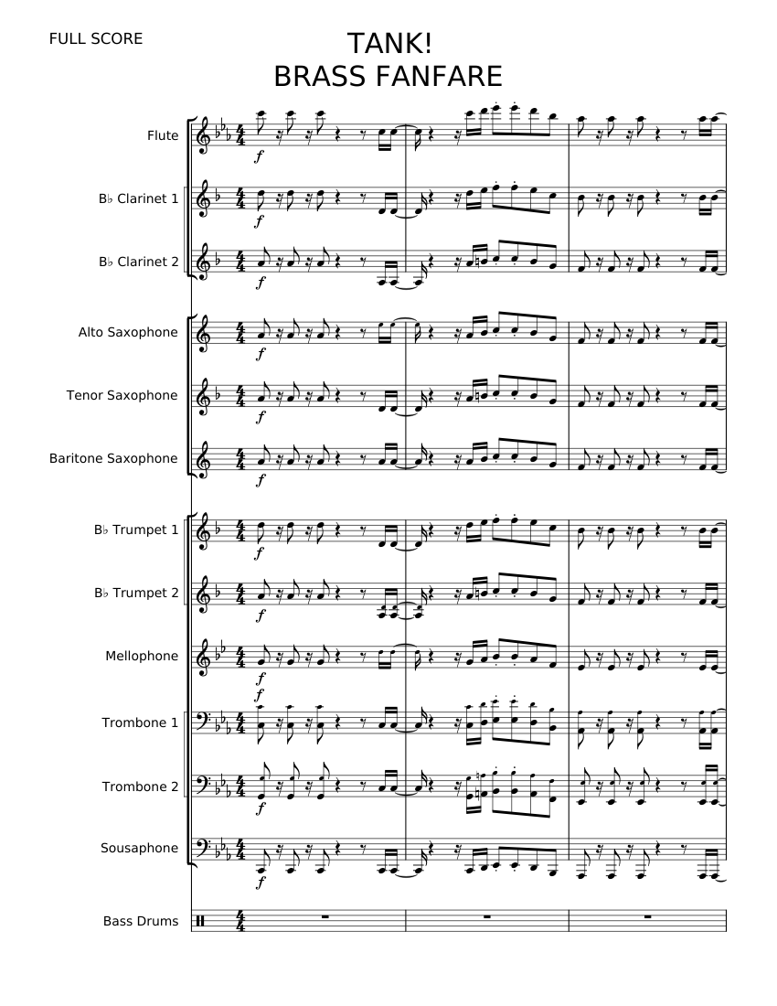 Tank! - The Seatbelts Sheet music for Piano, Trombone, Mellophone ...