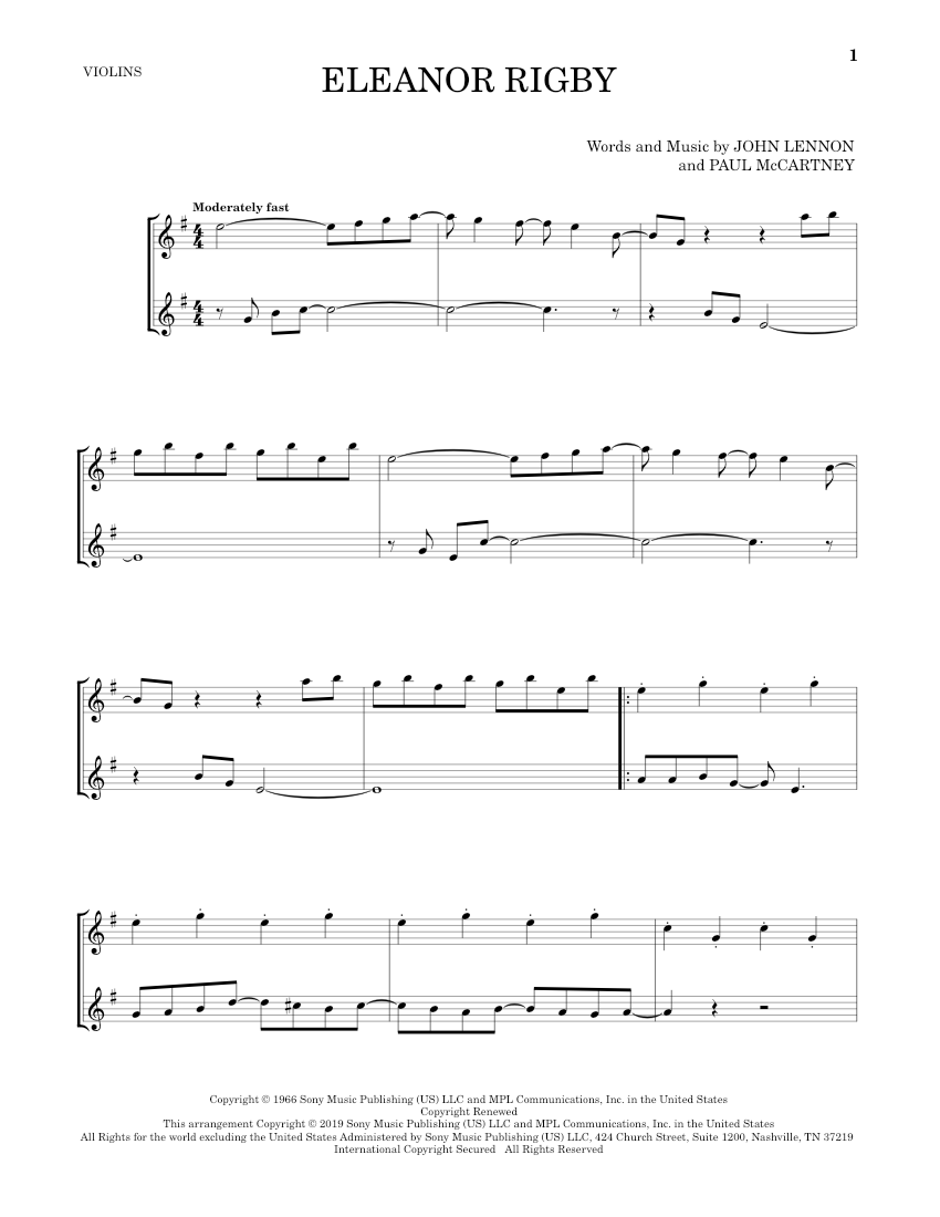 Play Official version of Eleanor rigby Sheet Music by The Beatles for ...