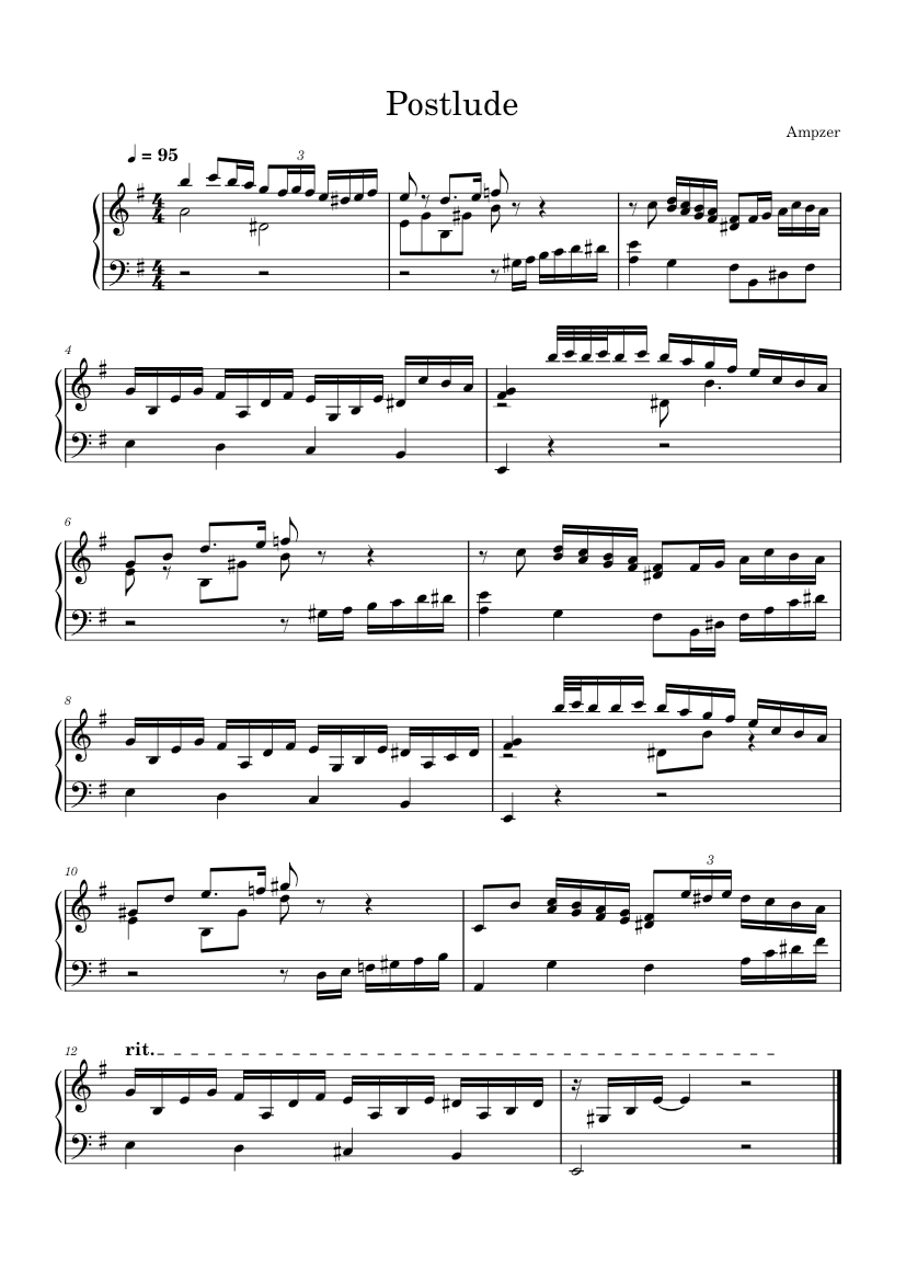 Postlude – Ampzer Sheet music for Piano (Solo) | Musescore.com