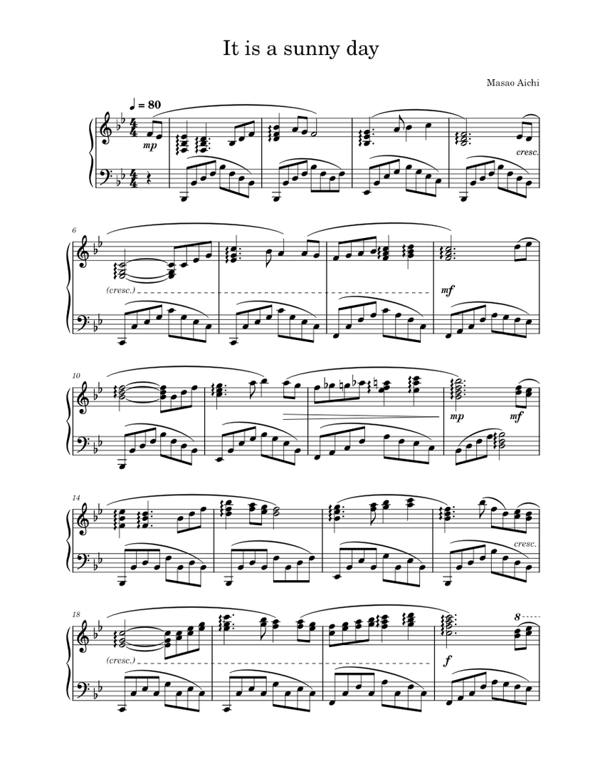 It is a sunny day Sheet music for Piano (Solo) | Musescore.com