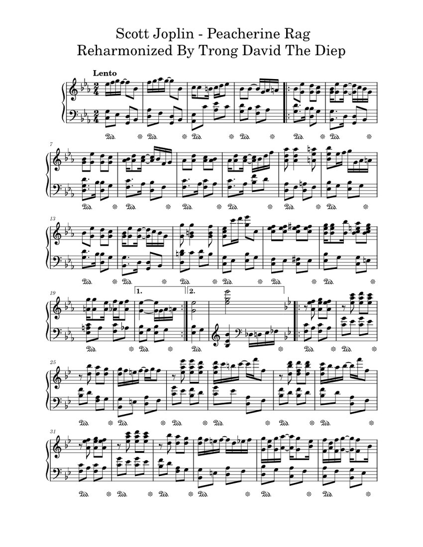 Peacherine Rag - Reharmonized By Trong David The Diep Sheet music for ...