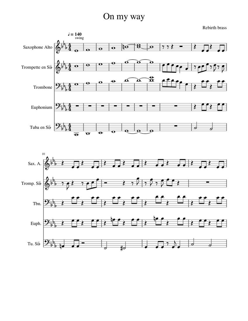 On my way Sheet music for Trombone, Euphonium, Tuba, Saxophone alto ...